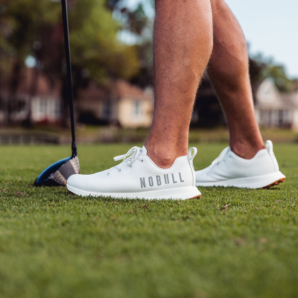 Men's White Leather Golf Shoes | NOBULL